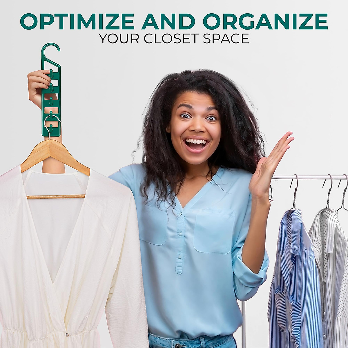 CraftyCrocodile Space Saving Hangers for Clothes - 4 in Pack, Heavy Duty Plastic, Multipurpose Closet Hangers for Jeans, Pants, Shirts, Sweaters - Essential Organizer