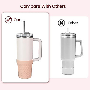 Thxbag Silicone Boot for Stanley Cup 30oz / 20oz, Rose Boot Sleeve Cover Fit with Stanley H2.0 and Quencher Adventure Tumbler Accessories (30 oz & 20 oz, Rose Quartz)