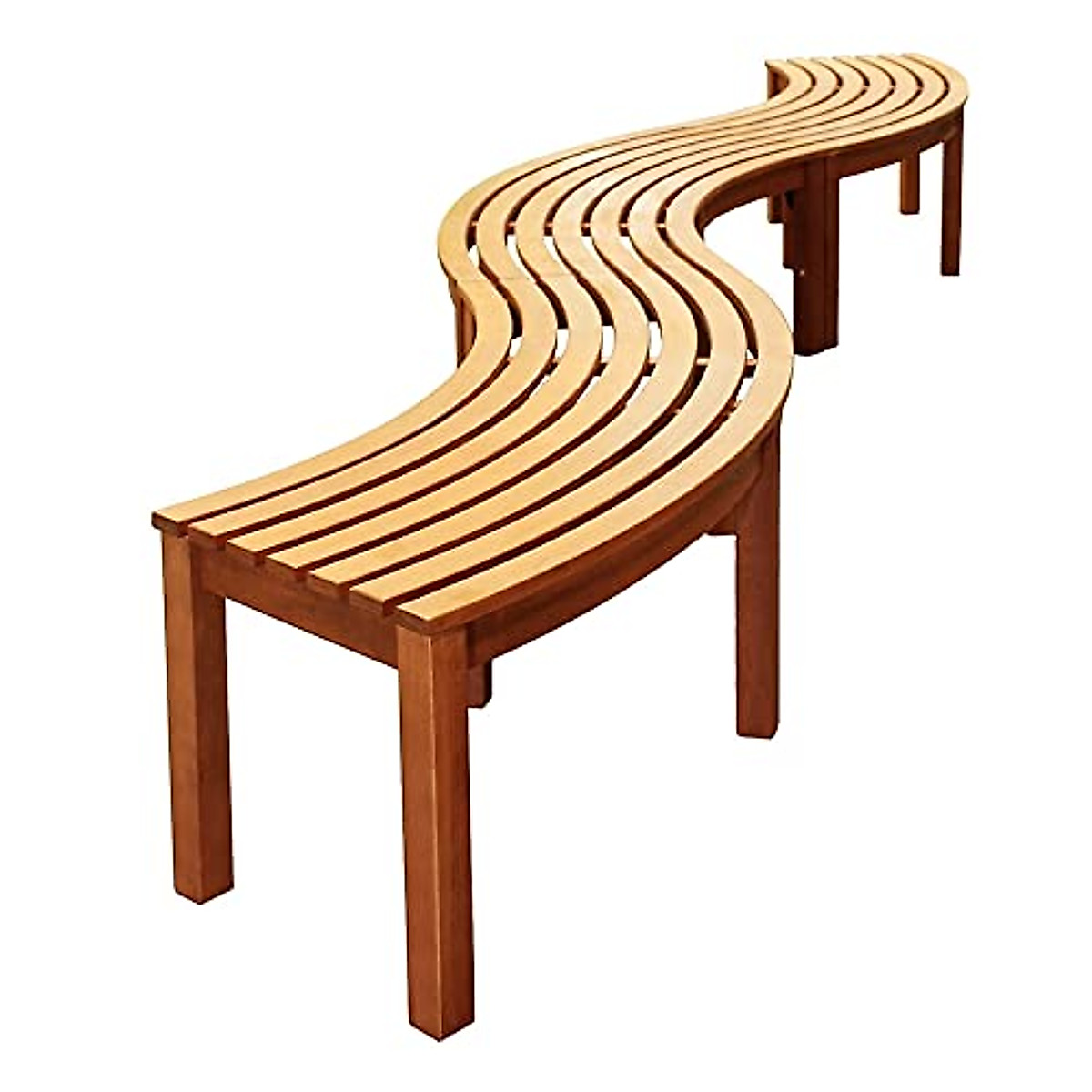 Achla Designs 125-0011 Curved Backless, Natural Bench, Oiled Finish