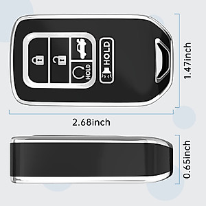 Key Fob Cover Case with Bling Keychain for Honda Accord, Key Cover Compatible with Honda Civic CRV Pilot Passport HRV Fit 2018 2020 2021, Key Fob Case for Honda Accessories