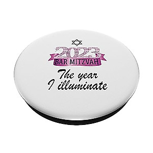 2023 Bar Mitzvah Quote Festive White Pink Decor PopSockets Standard PopGrip