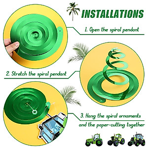 30 Pieces Tractor Party Supplies Tractor Birthday Decorations Green Tractor Hanging Swirls Tractor Time Hanging Favors Party Decorations for Tractor Green Theme Birthday Baby Shower 5 Styles