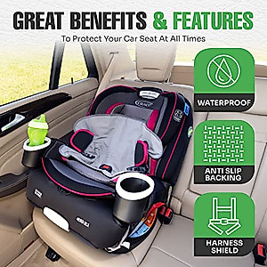 Child Car Seat Saver Waterproof Liner by Lebogner - 100% Leak Free Pad for Baby Stroller, Piddle Pad for Potty Training Toddlers, Car Seat Liner with Anti Slip Vinyl Backing