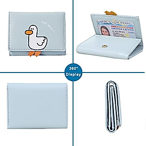 Sunwel Fashion Girls Cute 3D Duck Tri-folded Wallet Small Wallet Cash Pocket Card Holder ID Window Purse for Women (LIGHT BLUE, DUCK)