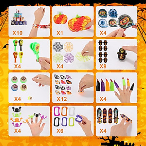 APROAT 140PCS Halloween Party Favors for Kids, Bulk Halloween Premium Toys with Pumpkin Buckets, Halloween Non-Candy Treats Basket Filler for Trick or Treat, Halloween Goodies Bag Stuffers