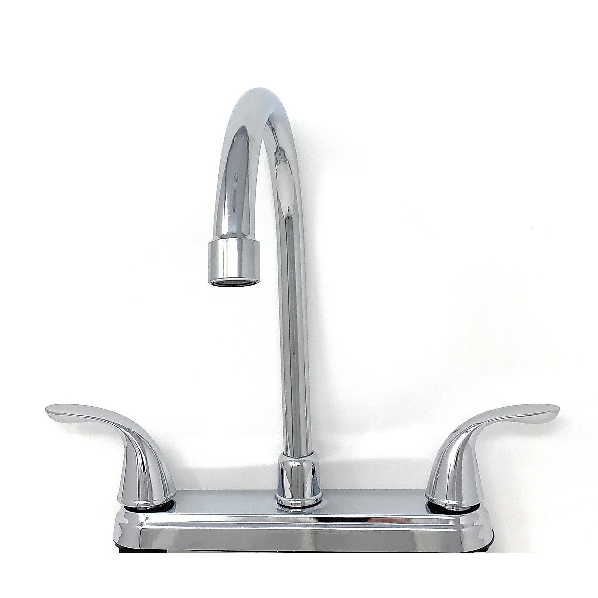 Chromed Surface 8" Two-Handle Tall Stainless Steel Spout Kitchen Faucet [925LF8] ADA, 8-Inch Center Hole Metal Body HI Rise Spout NO Lead