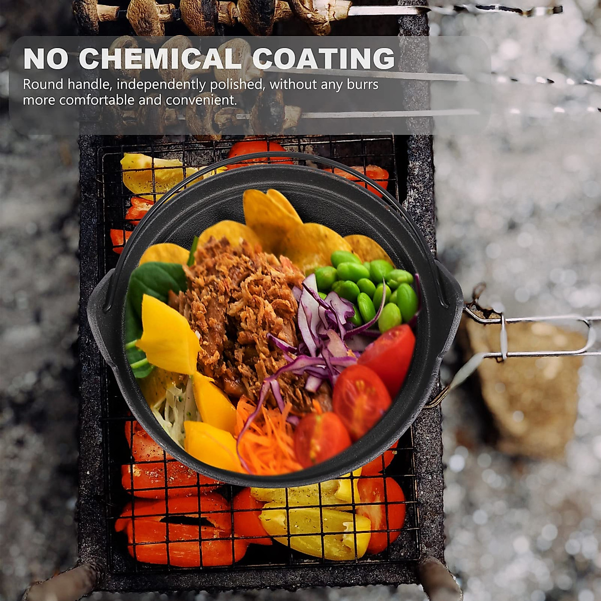 DOITOOL Japanese Sukiyaki Pot Cast Iron Nabe Tetsu Single Serving Nabe Shabu Shabu Hot Pot Sukiyaki Pan with Wooden Lid for Home Camping Picnic