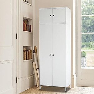 BESFUR Wardrobe Closet, Metal Armoires and Wardrobes with Adjustable Hanging Rod, Top Cabinet, 20" D*31.5" W*90.5" H - White