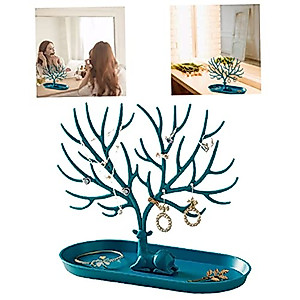 MILEVO Jewelry Display Stand Antler Tree Earrings Bracelets Rack Jewelry Storage Holder with Tray,Drawer Organizers