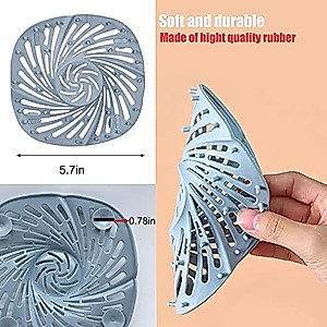 Shower Drain Hair Catcher, 2 Pack Silicone Hair Strainer for Bathtub, Bathroom Hair Stopper Drain Cover, Suitable for Bathroom, Laundry, Bathtub, Kitchen(White &Blue )