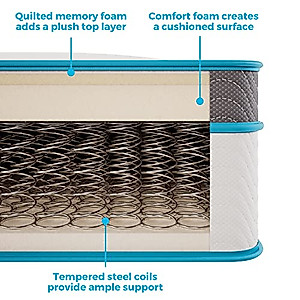 Linenspa 10” Memory Foam and Innerspring Hybrid Mattress + 14” Black Metal Platform Bed – Twin XL Mattress + Metal Folding Twin XL Bedframe