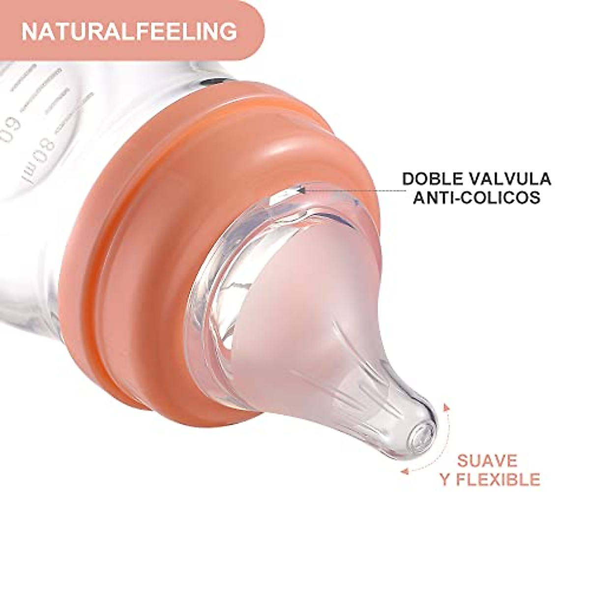 FDBTL Baby Bottle Glass Natural Anti-Colic Bottles Closer to Breastfeeding for Newborn Babies Infant 0M+ 3Oz