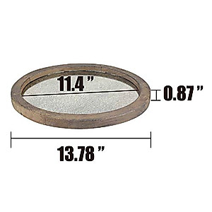 Stonebriar Round Natural Wood Serving Tray with Antique Mirror, Rustic Butler Tray, Unique Coffee Centerpiece for the Coffee Table, Dining Table, or Any Table Top