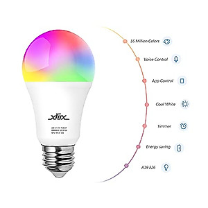 Smart Light Bulbs RGB+CCT Color Light Bulb WiFi Smart Bulbs Compatible with Alexa Google Home Smart Things No Hub Required Dimmable LED A19 E26 Multicolor High CRI High Brightness 9W 800LM 4Pack