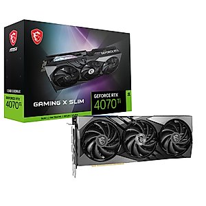 MSI Gaming GeForce RTX 4070 Ti 12GB GDRR6X 192-Bit HDMI/DP Nvlink Tri-Frozr 3 Ada Lovelace Architecture Graphics Card (RTX 4070 Ti Gaming X Slim 12G), Black