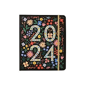 RIFLE PAPER CO. 2024 Flores 17-Month Covered Planner - Aug 2023-Dec. 2024, Weekly and Monthly Pages, Includes Inspirational Quotes, Sticker Sheets, and Illustrated Endpapers