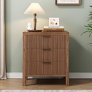 JZXSHD Nightstand with 6 Drawers, Dresser and Nightstand Sets, Bedside Tables, Mid Century Nightstands with 6 Wide Drawers for Bedroom, Kids’ Room, Hallway, （Walnut X 2pcs）