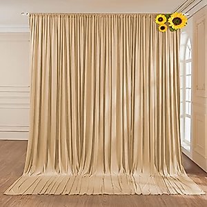 10x7ft Champagne Wrinkle Free Thick Fabric Backdrop Curtain Drapes Beige Backdrop Panels Background for Birthday Wedding Baby Shower Party