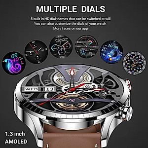 HOAIYO Smart Watches for Men Women (Call Receive/Dial), AMOLED Smartwatch with Heart Rate SpO2 Sleep Calories Counter, Waterproof Fitness Watch for Android iOS Phones (23Black, 1.5")