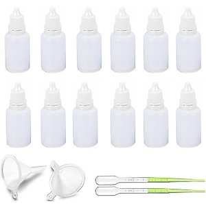 Burry Life Science 12PCS 10ML White Plastic Empty Squeezable Dropper Bottles Portable Eye Liquid Dropper Small Plastic Refillable Containers with Screw Cap and Plug (White, 10ML)