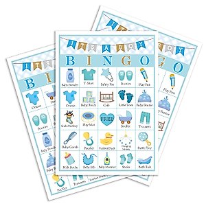 Baby Shower Bingo Games, Baby Bingo for Baby Shower, Baby Boy Bingo Game, Gender Reveal Games, Baby Shower Decorations Favors, 24 Players Bingo Games for Baby Shower, Gender Reveal Party (A01)