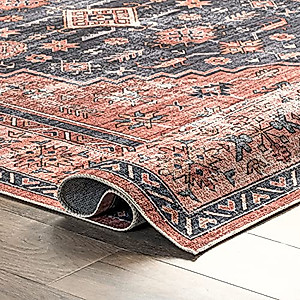 nuLOOM Medallion Bordered Machine Washable Area