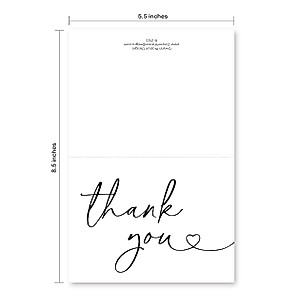 Thank You Card - 50 Pieces - 25 Cards and Envelopes - Everyday Thank You Cards - All Occasion Thank You Cards - Wedding Cards - Bridal Shower Cards - Baby Shower Cards - Birthday Cards - Heart