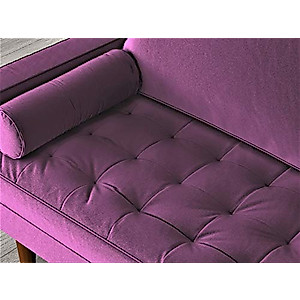 Container Furniture Direct Womble Modern Velvet Upholstered Living Room Diamond Tufted Chesterfield Loveseat with Gleaming Nailheads, Purple