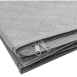 MMLL 1-Pack Fabric Clothes Storage Boxes, Bedding Large Storage Bags, Underbed Clothing Storage Box, Zipper Foldable Drawer Organizer, Used for Clothes, Blankets, Closets,19" L X 14" W X 8" H (Grey)