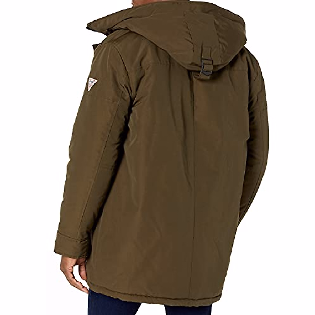 GUESS Men's Heavyweight Hooded Parka Jacket with Removable Faux Fur Trim, Olive, X-Large