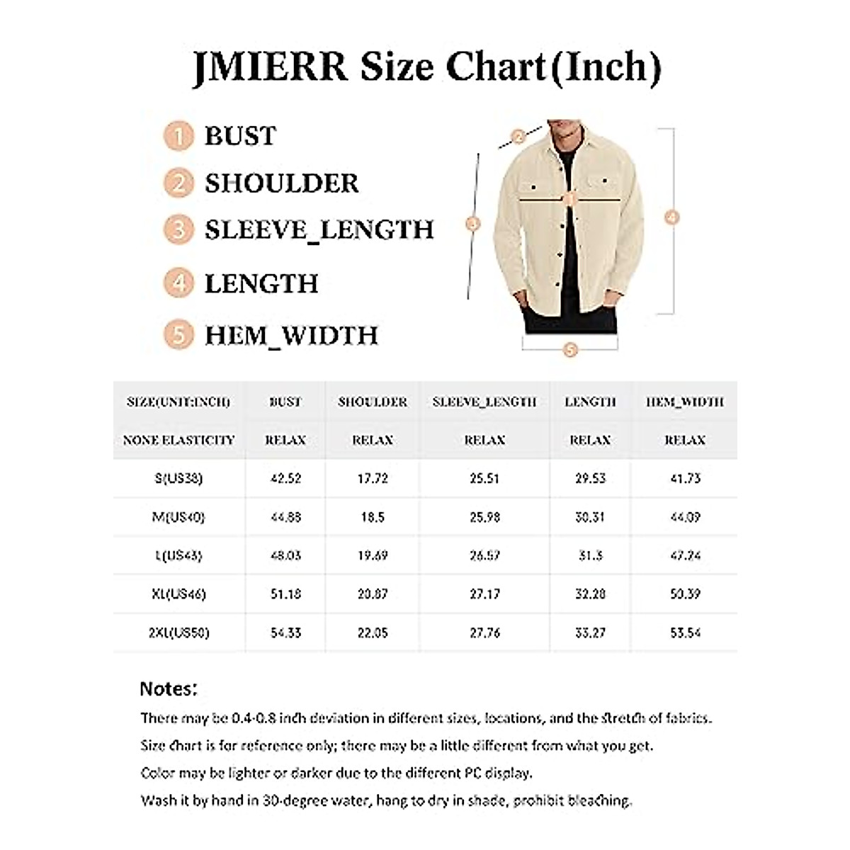 JMIERR Mens Corduroy Casual Button Down Shirts Long Sleeve Jackets Slim Fit Jacket with Flap Pockets, US 43(L), A Apricot