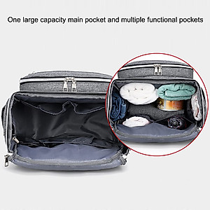 GUANGCAIJIA diaper bag waterproof backpack for cute baby boy girl with changing pad unisex stroller mommy hospital essentials (grey)