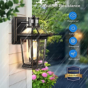 VIANIS Motion Sensor Exterior Light Fixture, 2 Pack Dusk to Dawn Outdoor Light Wall Mount, Anti-Rust Aluminum Outside House Lights,Farmhouse Coach Lantern for Porch, Entryway, Garage, Front Door