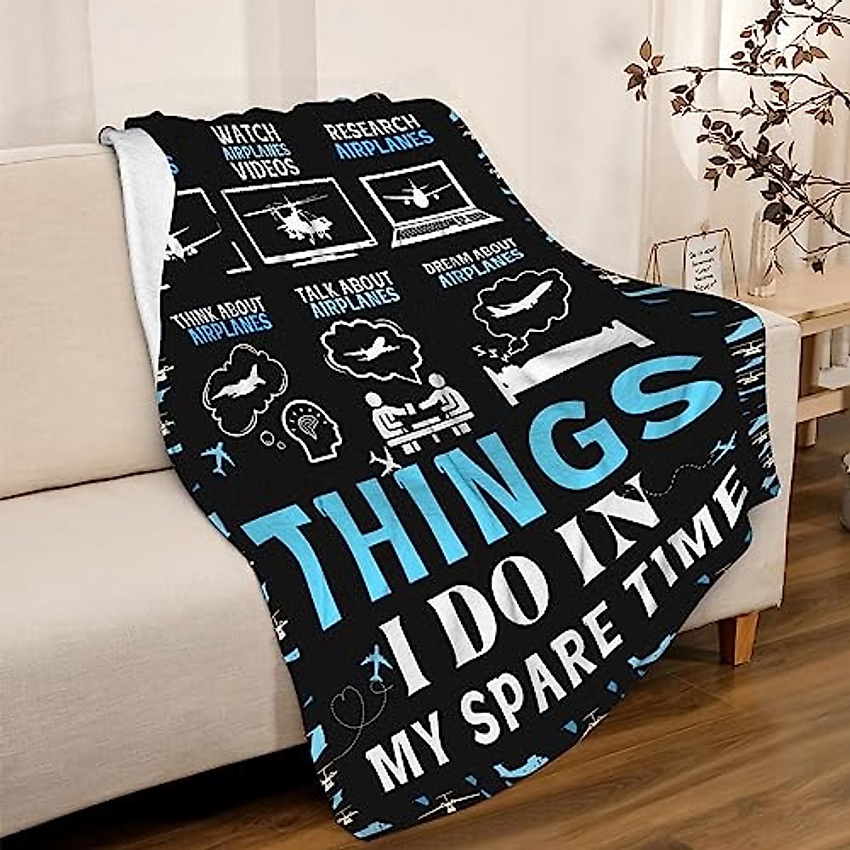 Airplane Throw Blanket, Aircraft Blanket, Pilot Gifts, Aviation Gifts for Men Boys Adults, Soft Flannel Plane Quilts, Airplane Decor, Lightweight Blanket for Bed, Sofa, Outdoors, 40"x50" for Kids