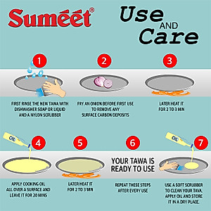 Sumeet Pre Seasoned 2.5mm Thick Iron Dosa Tawa with Double Side Handle (27.4cm)