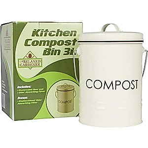 The Relaxed Gardener Kitchen Compost Bin (0.8 Gallon) - Rust Proof and Leak Proof Countertop Compost Bucket with Lid, No Smells Organic Waste Bin for Rustic Country and Farmhouse Style Kitchens