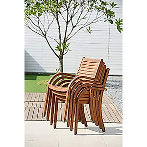 Amazonia Arizona 9 Piece Oval Outdoor Dining Set | Eucalyptus Wood | Durable and Ideal for Patio and Backyard