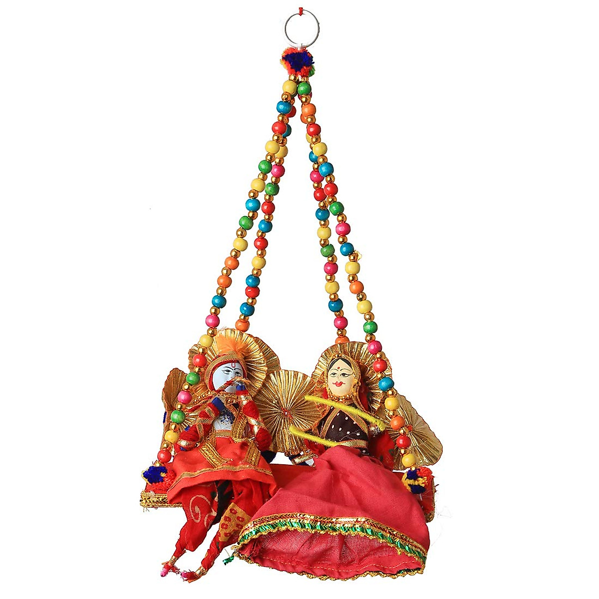 Aditri Creation Traditional Radha Krishna Jhula Swing Jhoola Hanging for Home, Wall, Temple, Bedroom, Decorative Accessories for Party, Indian Wedding & Other Festivities, Bohemian Interiors.