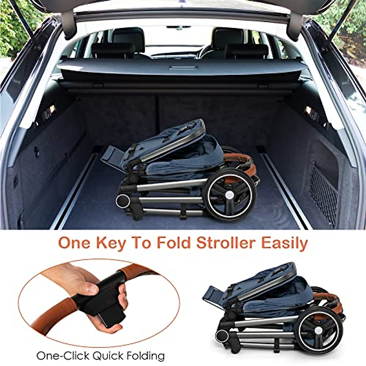 INFANS 2 in 1 High Landscape Convertible Baby Stroller, Newborn Reversible Bassinet Pram, Foldable Pushchair with Adjustable Canopy, Aluminum Structure, 5-Point Harness for Infant & Toddler