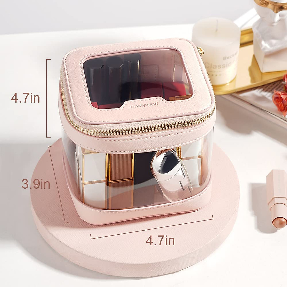 BEGIN MAGIC Clear Makeup Case Small Cosmetic Bag Lipstick Organizer Bag Waterproof Portable Transparent Storage Makeup Train Case Toiletry Bag