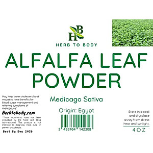Alfalfa Herb Powder 4oz - Wildcrafted - Premium Quality - by Herb To Body