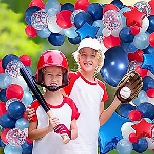 JULLIZ 142Pcs Red White and Blue Balloon Arch Garland Kit, Navy Blue for Blue Birthday Baseball Nautical Theme Party Flag Party Election Party July 4th Decorations