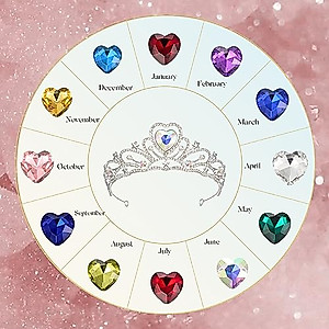 SWEETV Birthday Crowns for Women Birthstone Heart Princess Tiara Silver Wedding Headband for BirthDay Party Photograph, Nov