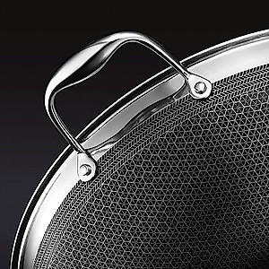 HexClad Hybrid Nonstick 14 Inch Wok with Steel Lid, Dishwasher and Oven Safe, Induction Ready, Compatible with All Cooktops