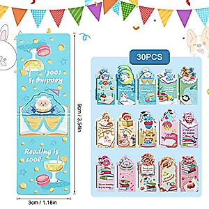 MWOOT 30Pcs Dessert Magnetic Bookmarks for Kids, Cute Magnet Book Markers Kit for Book Lovers, Creative Animal Magnetic Page Clips Accessories for Girls Boys Students Reading Lovers(15 Styles,4.5x3CM)