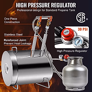VEVOR Stainless Steel Blacksmithing Forge Propane Melting Furnace Kit, Stainless 12KG, Silver