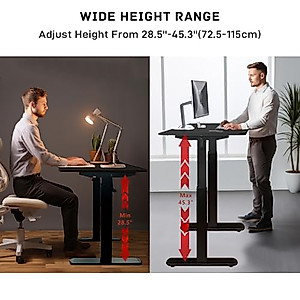 QLLY Height Adjustable Standing Desk 47 Inch/120cm, Sturdy Working Writing Table for Home Office Workstation, Black