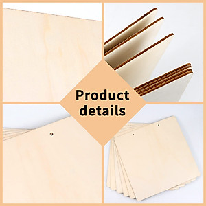 FSWCCK 7 Pieces 12 Inch Blank Wood Squares for Crafts, Unfinished Wood Squares Wooden Cutouts for DIY Crafts, Door Hanger, Sign, Wood Burning, Painting, Halloween, Christmas Home Decorations