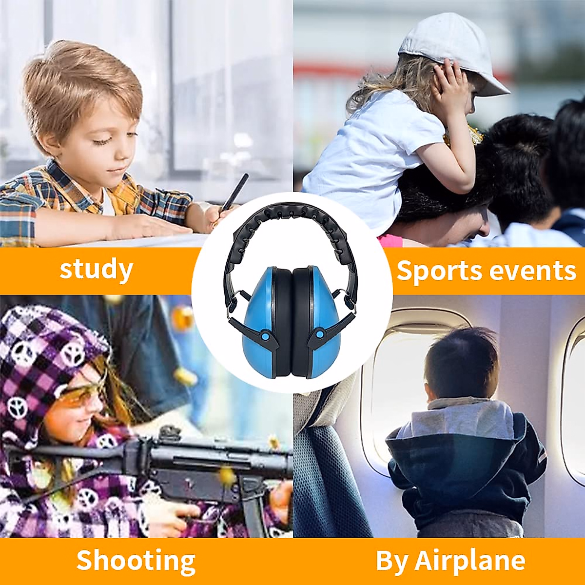 YIYIWANG Kids Ear Defender Noise Cancelling Headphones Reduction Earmuffs Adjustable Headband Hearing Protection (Pink)