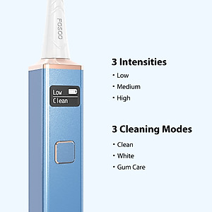 FOSOO Sonic Electric Toothbrushes for Adults, Toothbrushes Electric Rechargeable with 90 Days Battery Life,38000vpm,3 Modes,2 Min Smart Timer,OLED Display,Metal Cover w 3 Colors Optional (Blue)